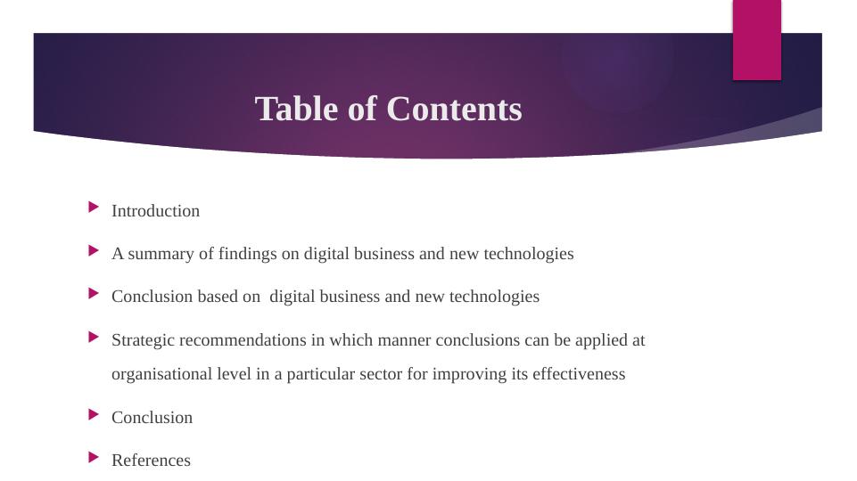 Digital Business & New Technologies - Summary and Strategic Recommendations