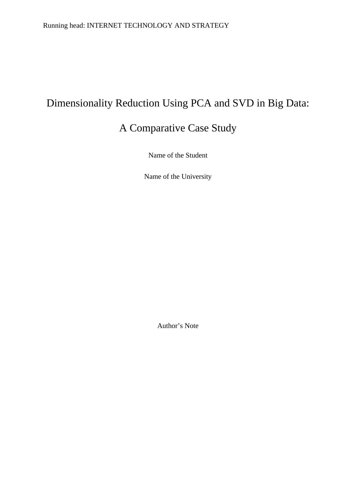 Big Data: PCA and SVD for Dimensionality Reduction