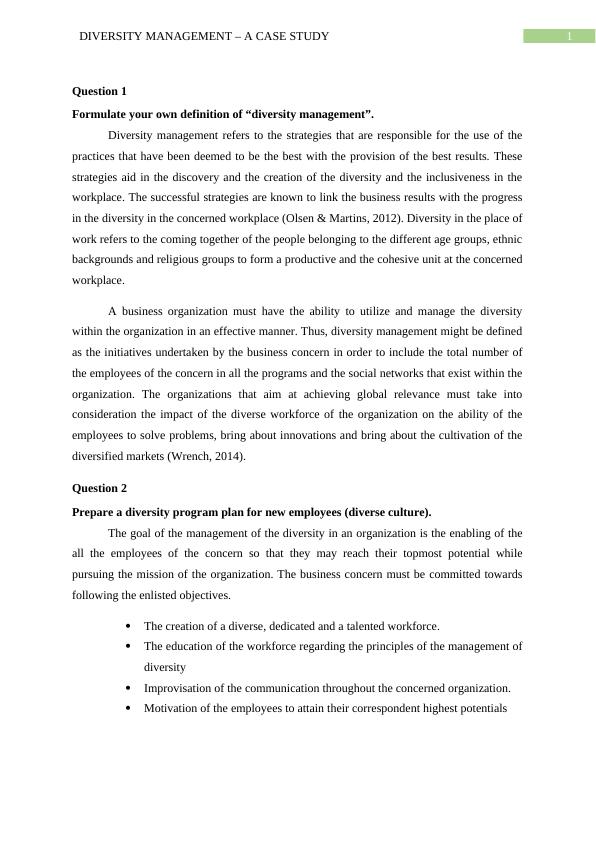 Case Study: Leadership & Diversity Management Analysis