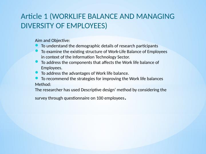Managing Diversity and Work-Life Balance in IT Sector - Desklib