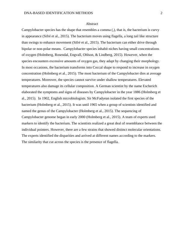 Exploring DNA-Based ID Methods for Campylobacter Species