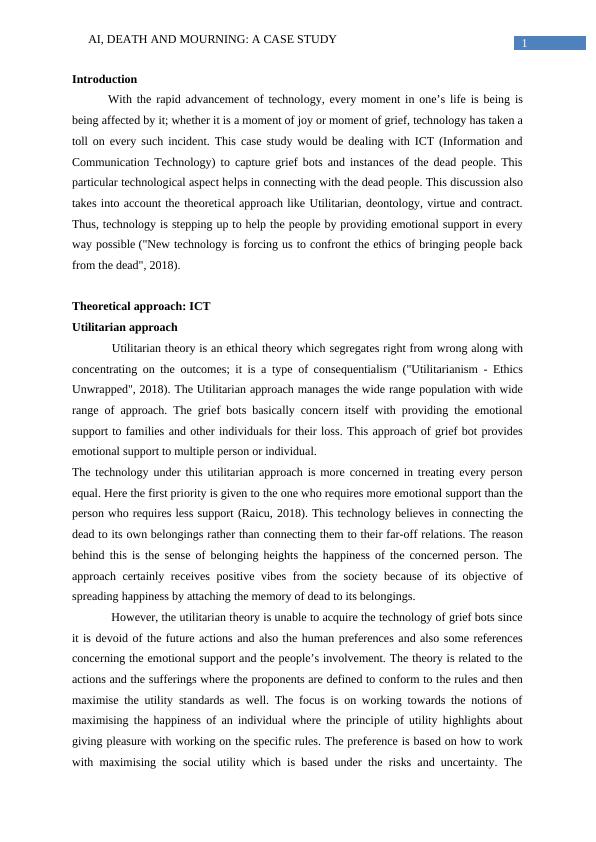 Exploring Ethics: AI, Death, and the Mourning Process