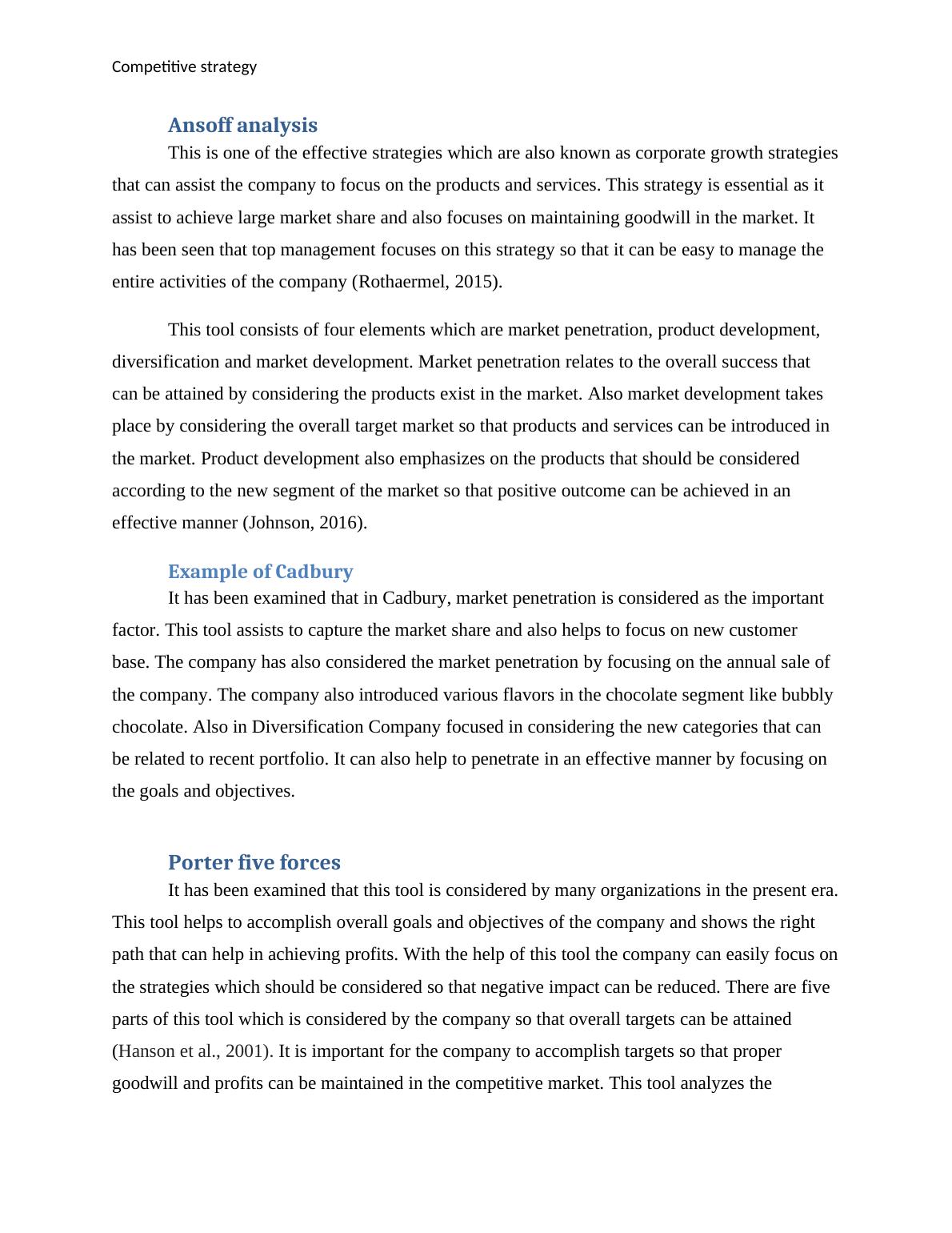 Competitive Strategy: Tools and Examples