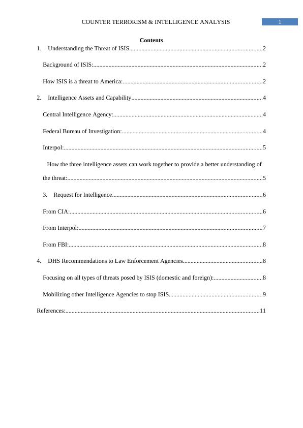 Intelligence Analysis: Countering ISIS Threat to America