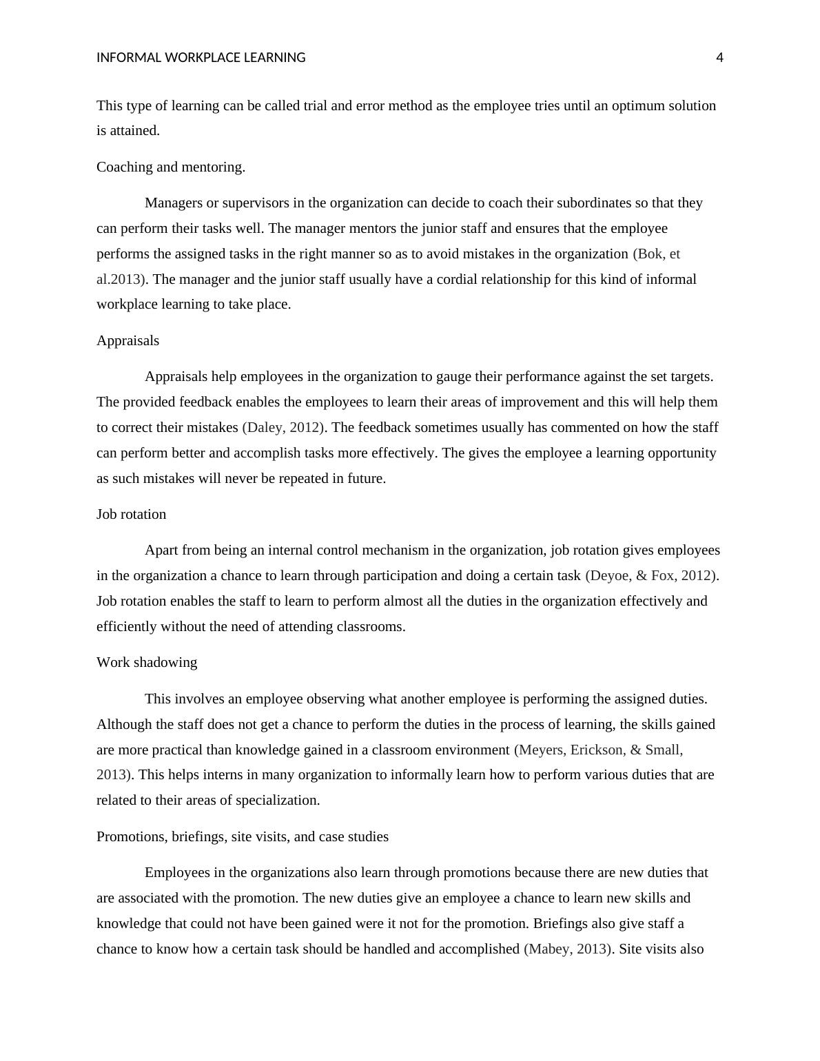 Informal Workplace Learning - Desklib