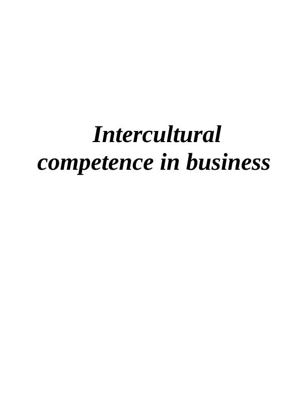 Intercultural Competence in Business: Case Study of John Smith