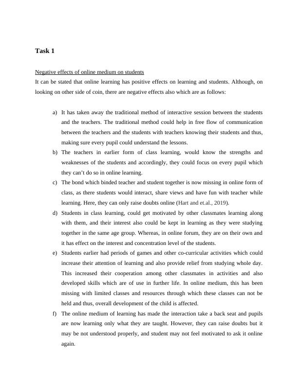 Negative and Positive Effects of Online Learning on Students | Desklib