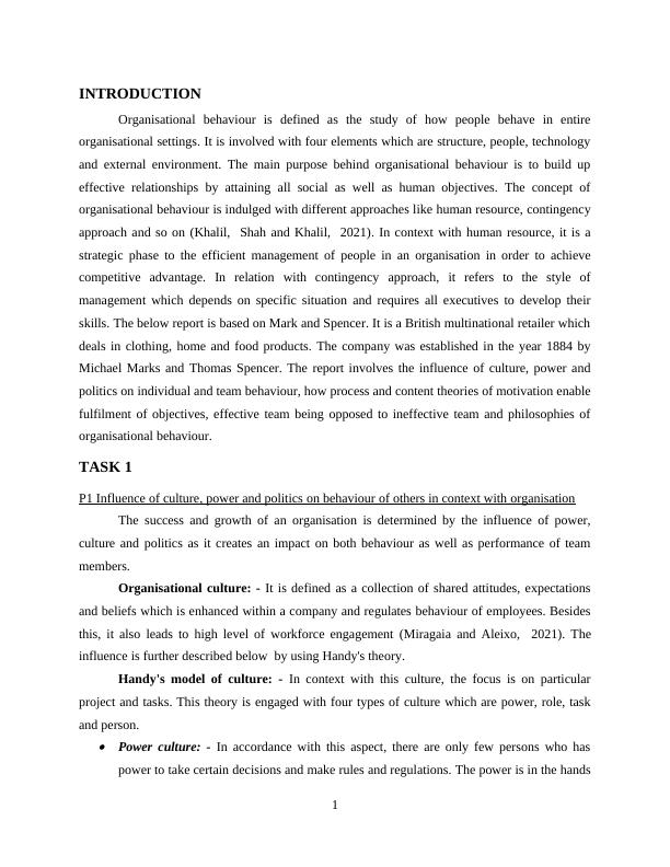 Organisational Behaviour: Influence of Culture, Power and Politics ...