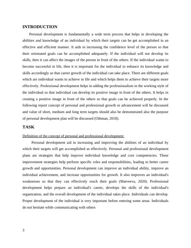 Report on Personal Development: Goals and Plans