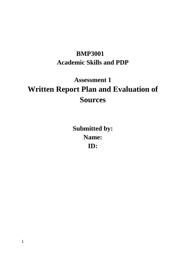 Personal and Professional Development: Written Report Plan and ...