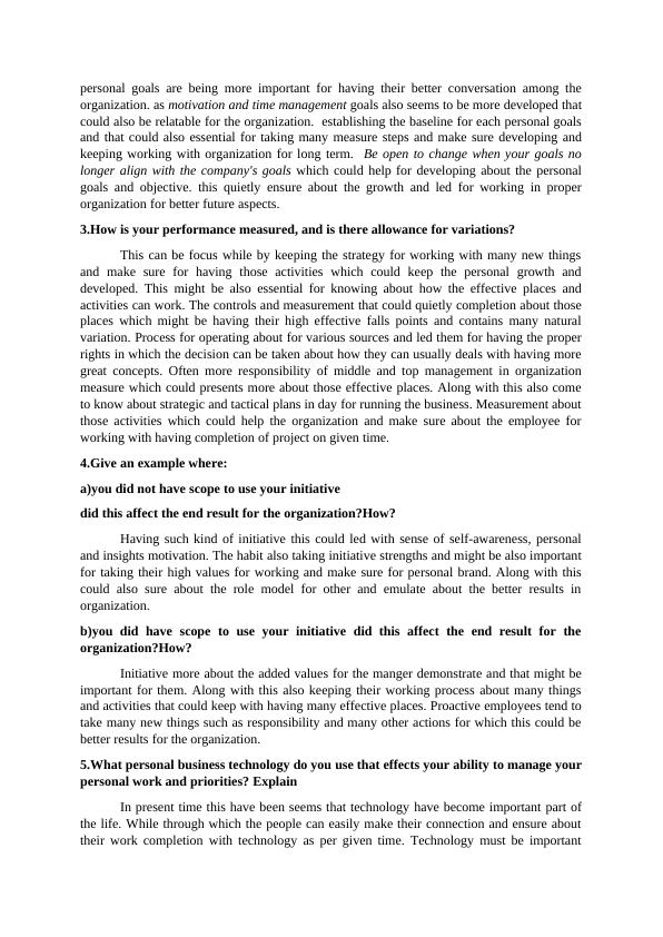 Manage Personal Work Priorities and Professional Development - Desklib