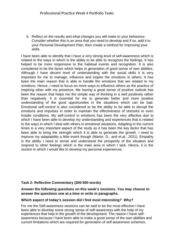 EI, Reflection, PDP: Professional Practice Portfolio