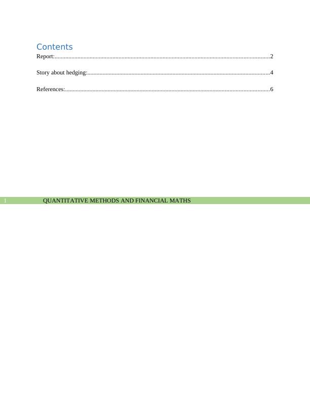 Quantitative Methods and Financial Maths - Desklib