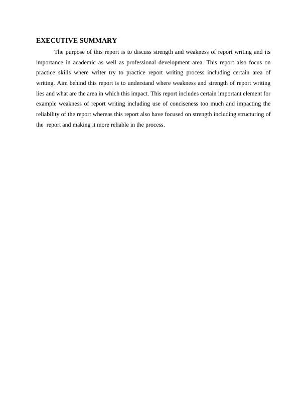 Report Writing: Strengths, Weaknesses, Development