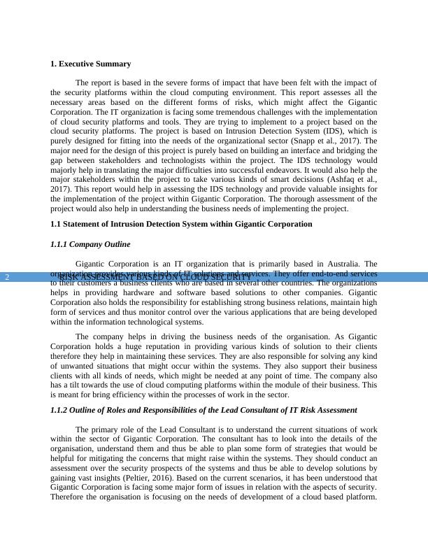 Risk Assessment based on Cloud Security - Desklib