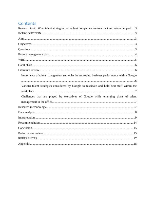 HND Project: Google's Talent Strategies for Employee Growth