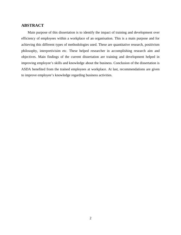 Dissertation: Training, Development, and ASDA Efficiency