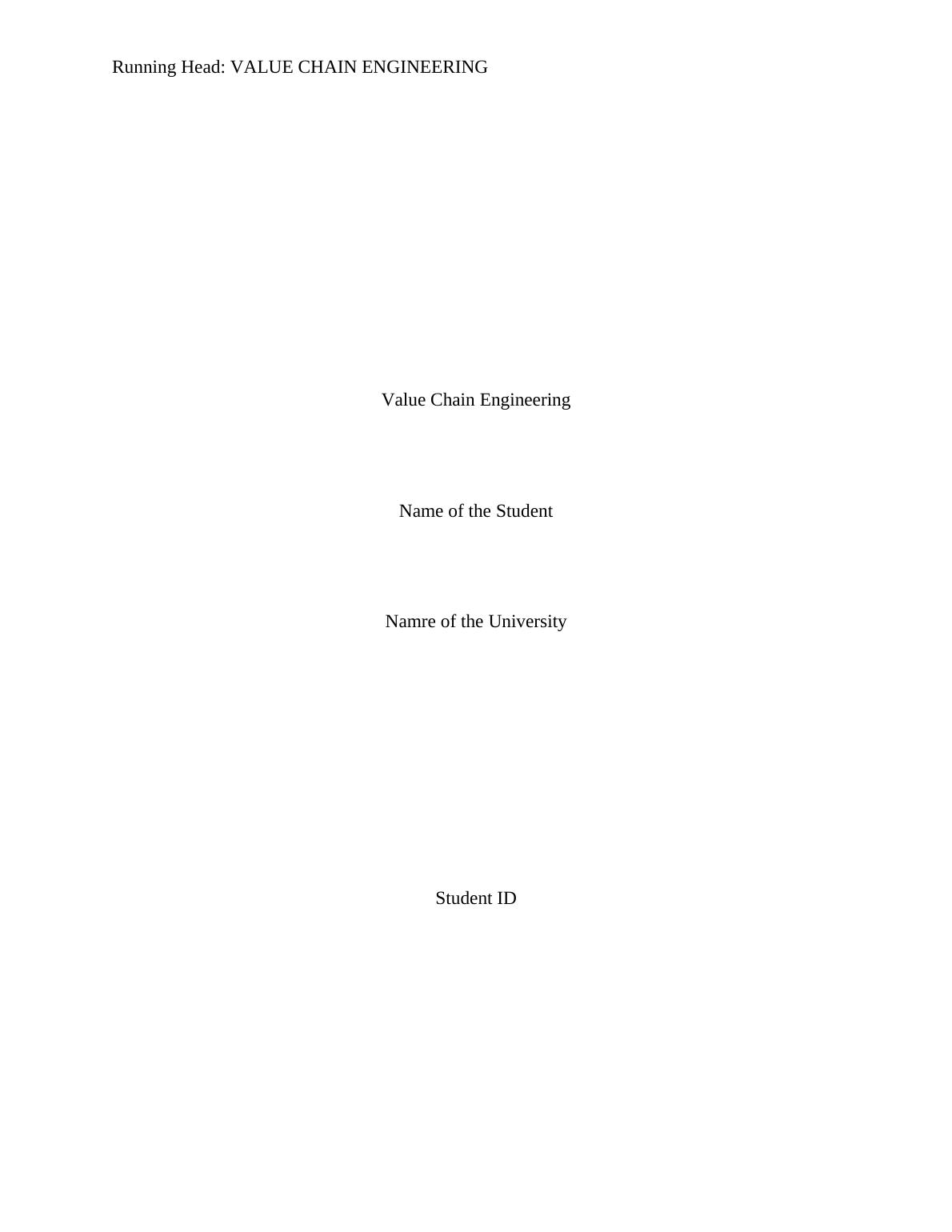 Value Chain Engineering - Analysis and Recommendations