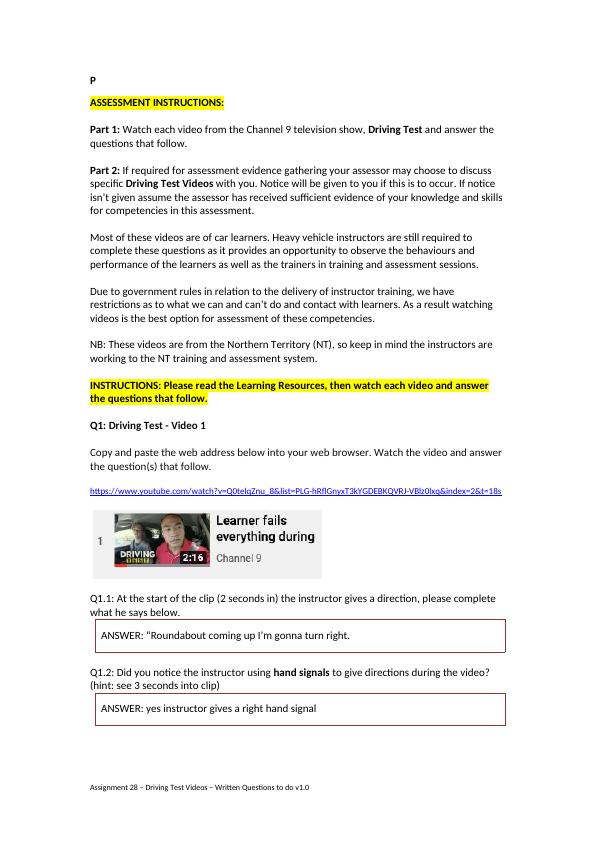 Driving Test Video Analysis: Driving Skills Assessment