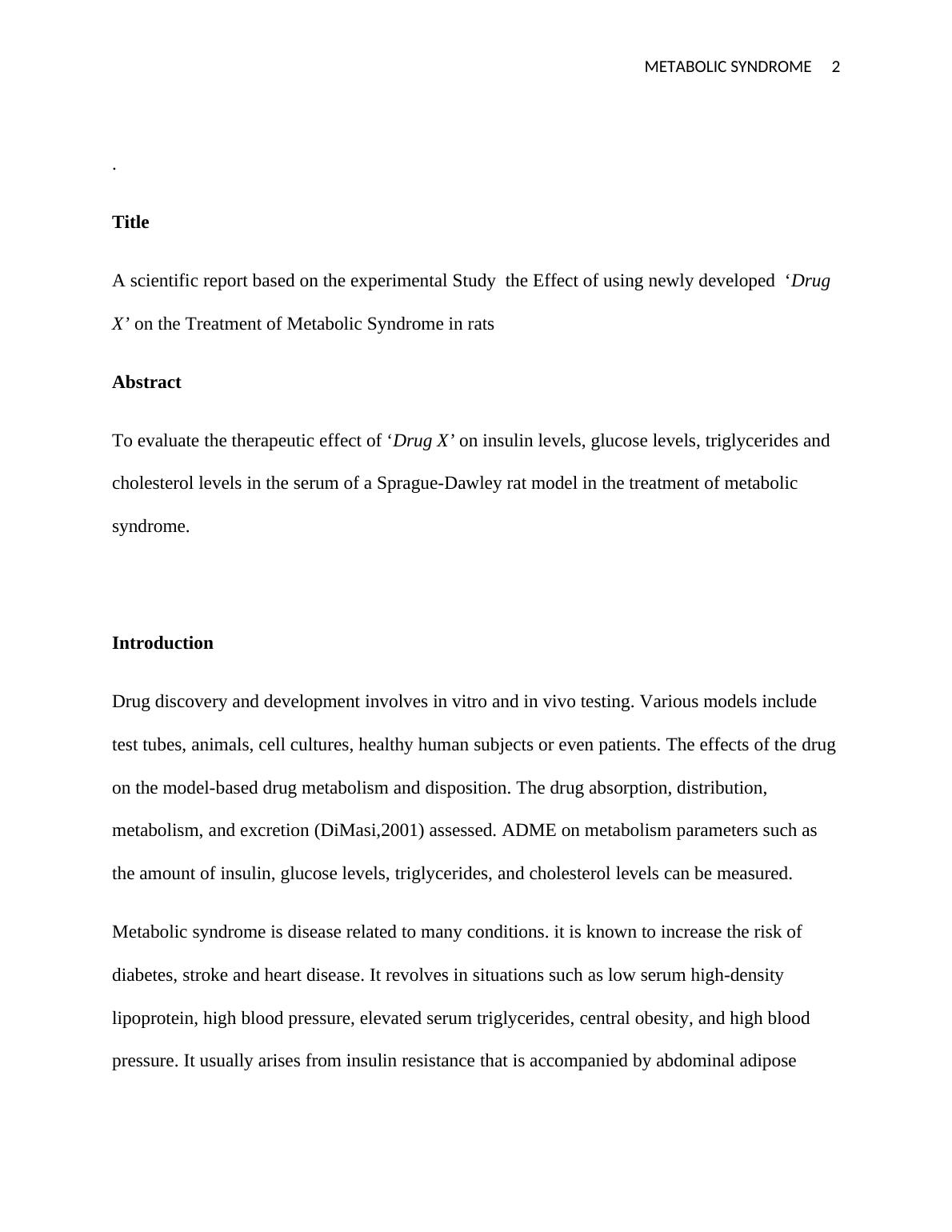 New Drug X for Treatment of Metabolic Syndrome: Study Results