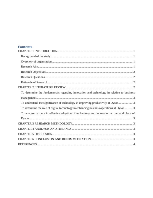 Dissertation: Innovation, Tech & Business - Dyson Case