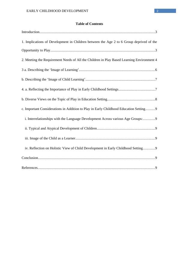 Early Childhood Development: Importance of Play in Education Setting