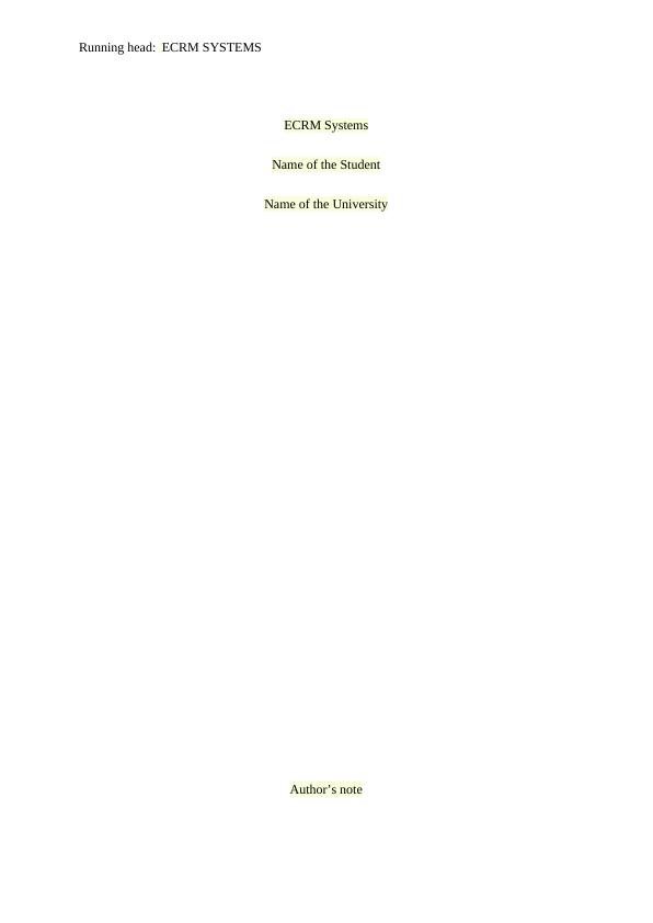 Enterprise Content and Record Management (ECRM) Systems