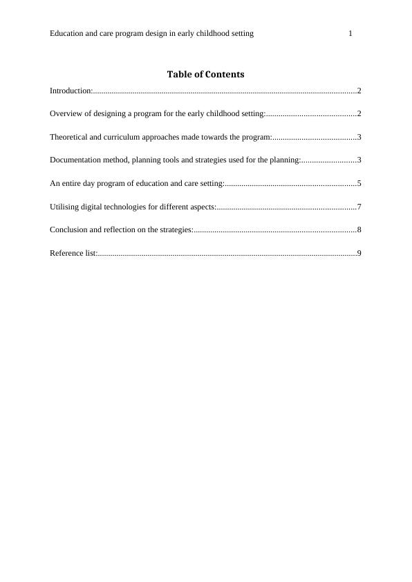 Program Design in Early Childhood Education & Care