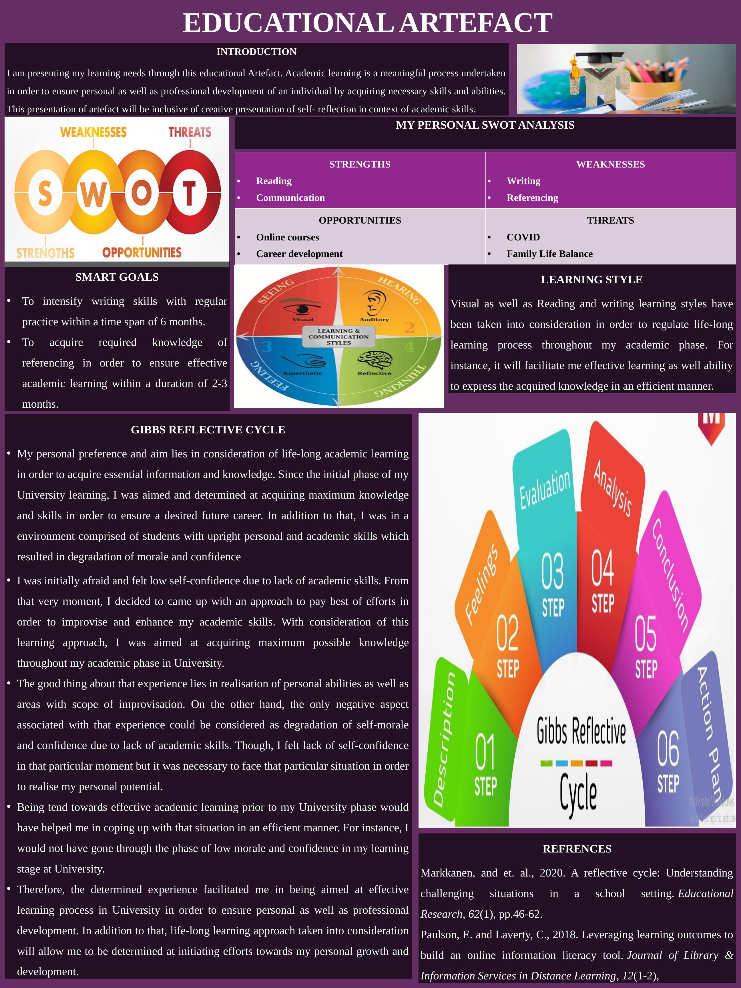 Educational Artefact for Personal and Professional Development