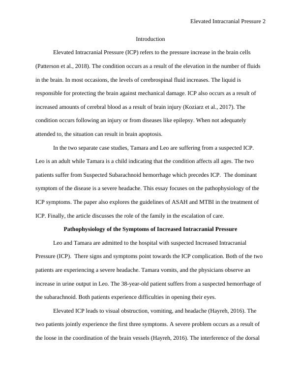 ICP: Pathophysiology, ASAH & MTBI Guidelines, Family in Care