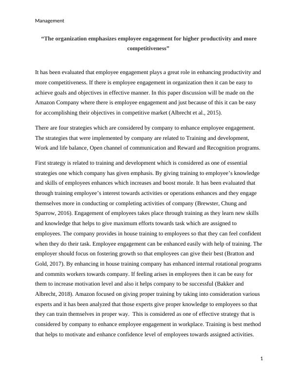 Amazon's Employee Engagement for Competitive Advantage