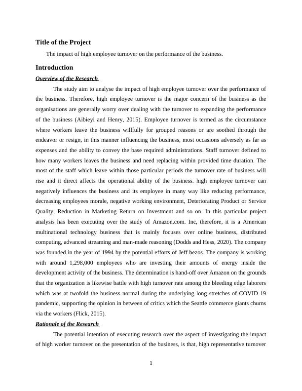 Impact of High Employee Turnover on Business Performance: A Study on Amazon