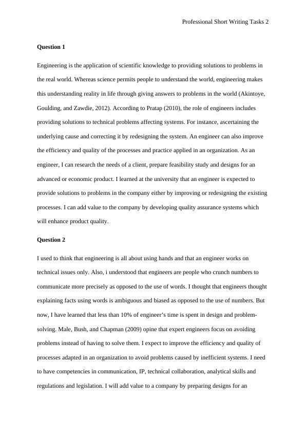 Engineering: Professional Writing Tasks & Solutions
