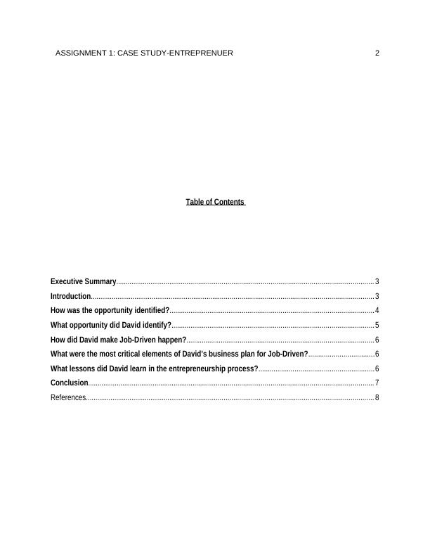 Case Study: Entrepreneurship Process and Opportunity Identification