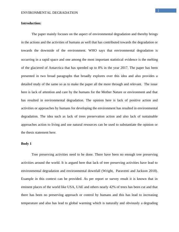 Human Actions & Environmental Degradation Analysis