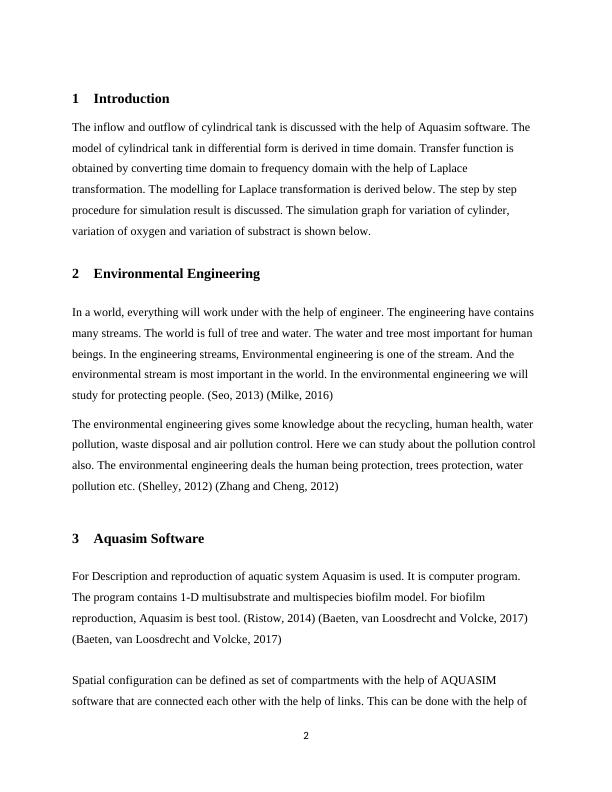 Environmental Engineering Modelling and Simulation with Aquasim Software