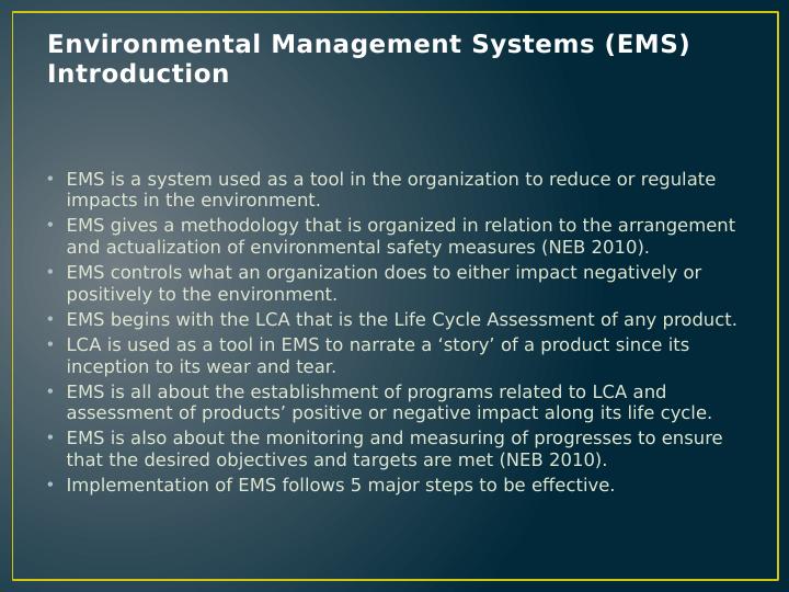 EMS Tools: Implementation, Benefits, and Cycle Analysis