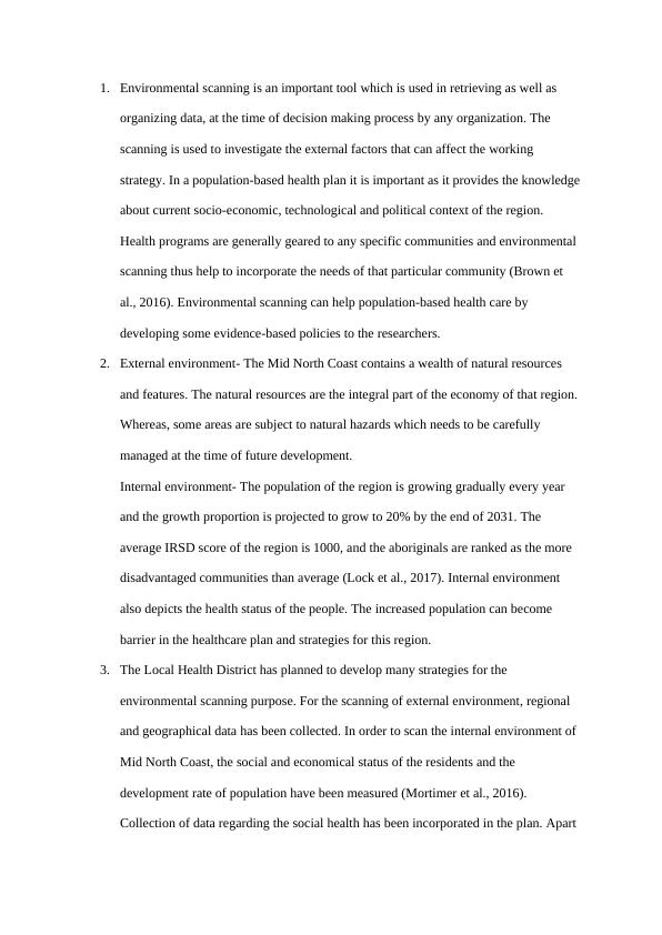 Environmental Scanning in Population-Based Health Plan