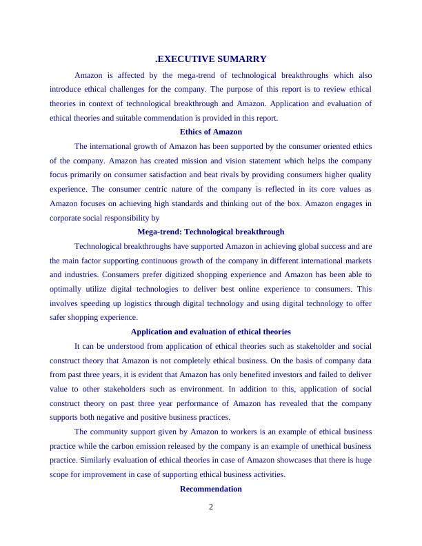 Report: Amazon, Ethics, and Technological Breakthroughs