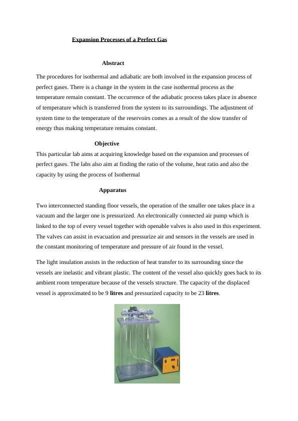 Gas Expansion: Isothermal & Adiabatic Processes Lab