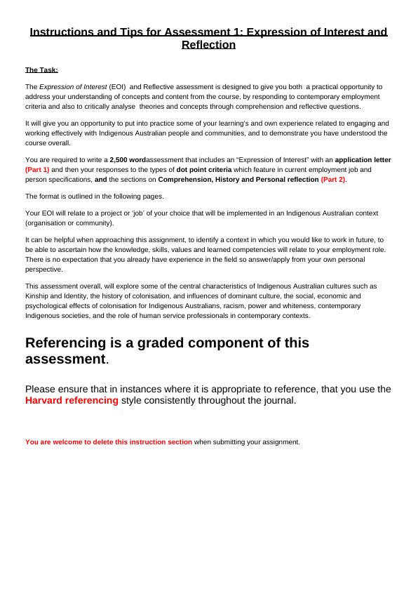 Expression of Interest and Reflection for Working with Indigenous ...