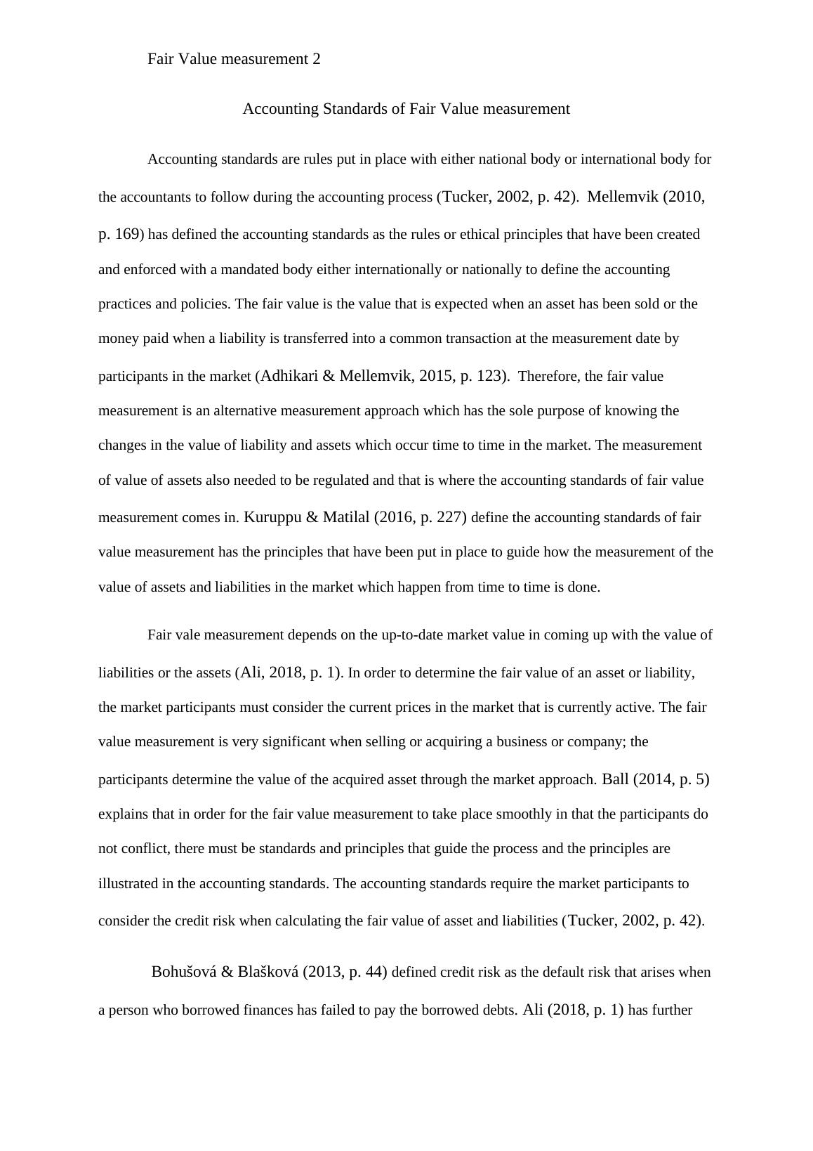 Accounting Standards Of Fair Value Measurement