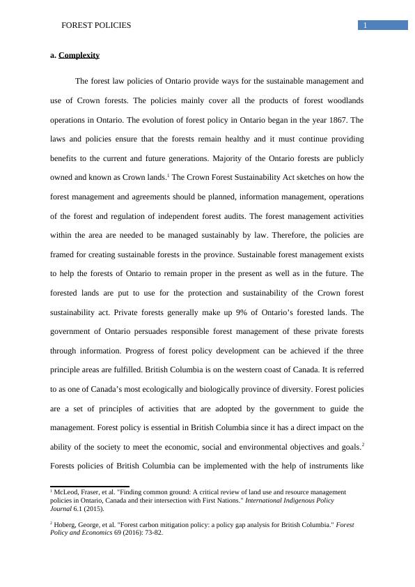 Forest Policies Desklib