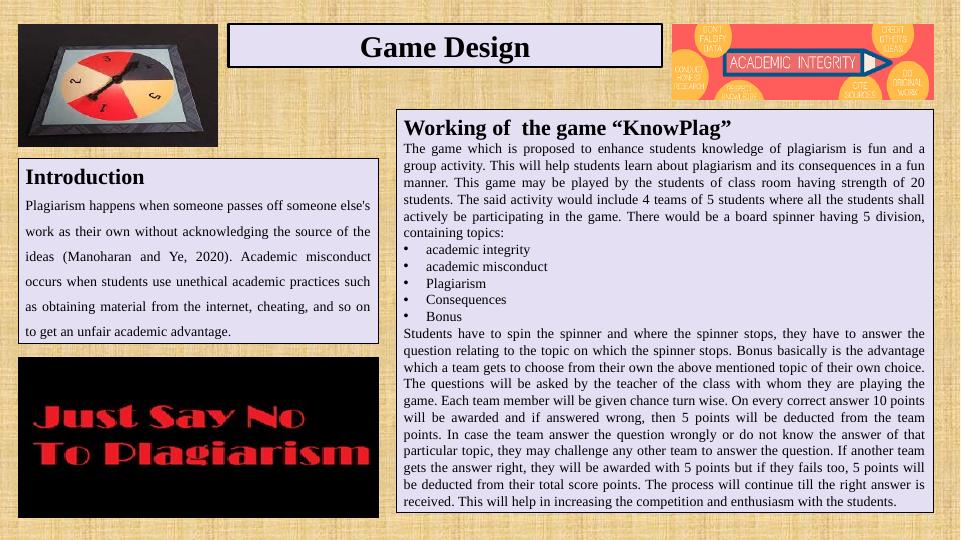 KnowPlag: Game Design and Consequences of Plagiarism