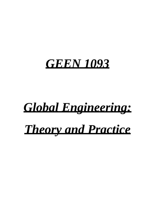 Global Engineering: Theory and Practice - Desklib
