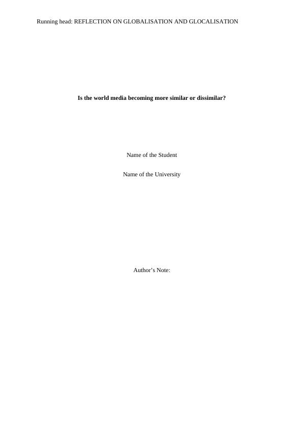 Reflection on Globalization and Glocalization in World Media