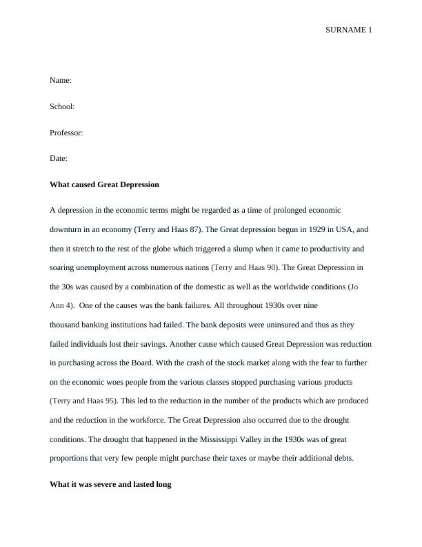 Causes and Impacts of the Great Depression and its Influence on World ...