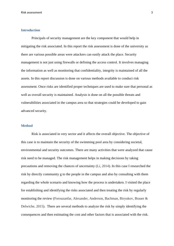 Risk Assessment for Griffith University Swimming Pool