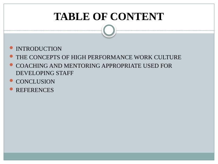 High Performance Culture: Concepts, Coaching, and Mentoring for Staff ...