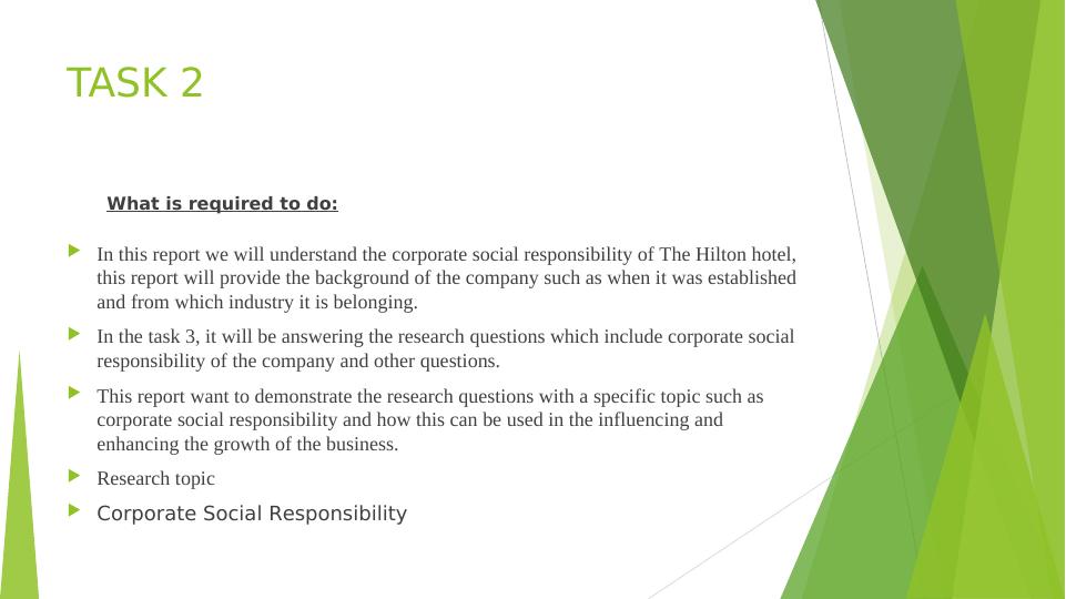 Corporate Social Responsibility of The Hilton Hotel